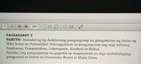 PAGSASANAY PANUTO Sumulat Ng Tig StudyX