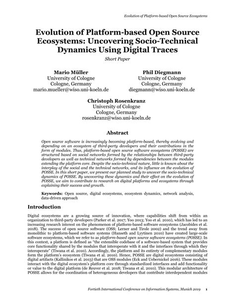 Pdf Evolution Of Platform Based Open Source Ecosystems Uncovering Socio Technical Dynamics