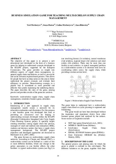 Pdf Business Simulation Game For Teaching Multi Echelon Supply Chain