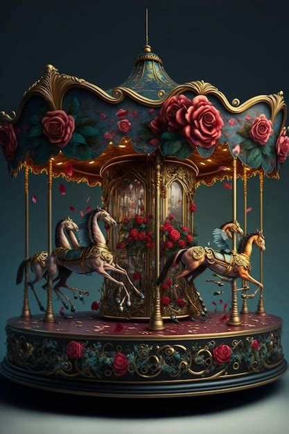 Premium Ai Image Close Up Of A Carousel With Roses On It Generative Ai