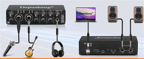 Depusheng RX2 USB Audio Interface Computer Recording Sound Card Audio Mixer Home Studio Audio