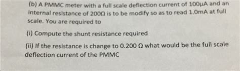 Solved B ﻿a Pmmc Meter With A Full Scale Deflection