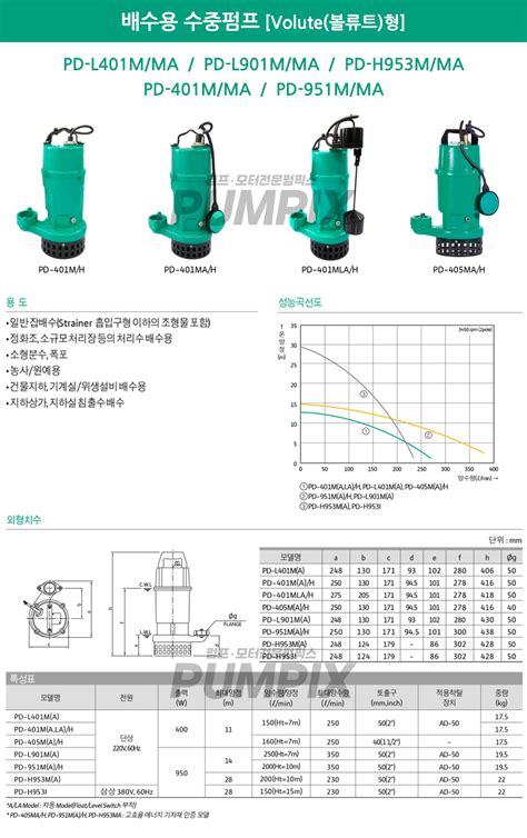 윌로 배수용 수중펌프 Pd 401mah 볼자동 볼류트형 원예용 소형분수 농업 침출수