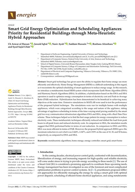 Pdf Smart Grid Energy Optimization And Scheduling Appliances Priority
