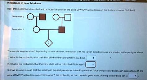 Inheritance Of Color Blindness Red Green Color Blindness Is Due To A