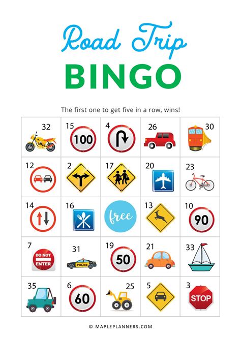 Road Trip Bingo Cards Printable Free Templates