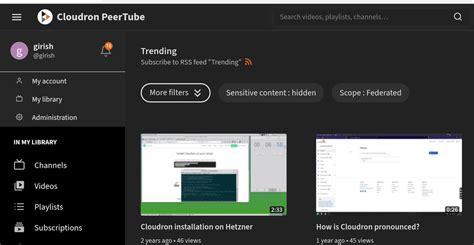 Peertube 52 Update Dark Mode Theme Cloudron Forum