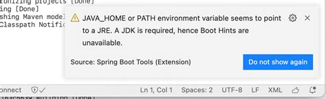 Spring Boot Tools For VS Code Incorrectly Misidentifies Internal JDK For Language Support For