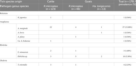 Prevalence Of Tick Borne Pathogens In The Two Ticks Collected From Download Scientific Diagram