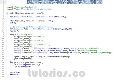 POO Objective C Aplicacion Clase Agenda Tutorias Co