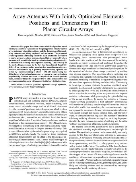 Pdf Array Antennas With Jointly Optimized Elements Positions And