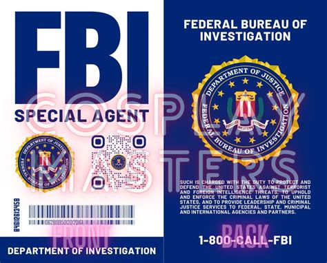 2024 Fbi Id Card With Real Qr Code Printable Cosplay Secret Agent Badge Etsy Uk