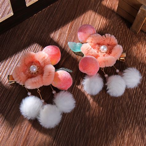 Badu Bg 2бр Шноли за коса с розови цветя за жени Кадифени перлени пискюли Китайски ханфу