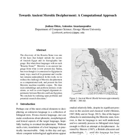 Towards Ancient Meroitic Decipherment A Computational Approach Acl Anthology