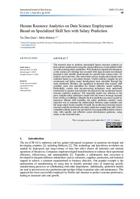 Pdf Human Resource Analytics On Data Science Employment Based On Specialized Skill Sets With