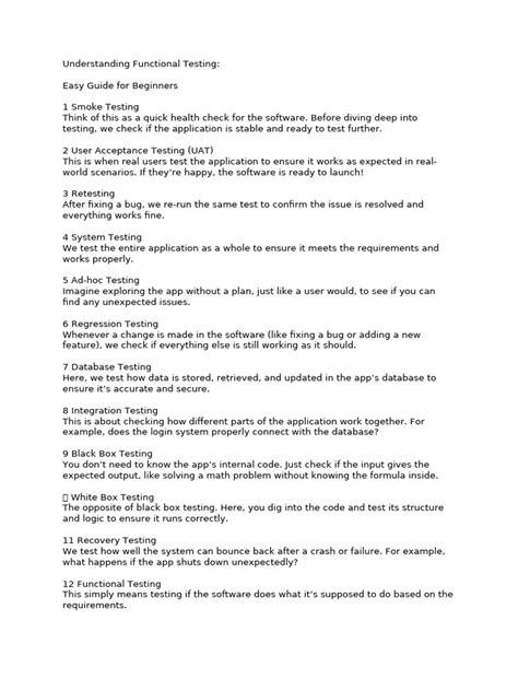 Understanding Functional Testing Pdf Software Testing Information Technology