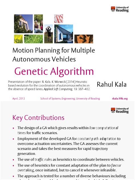 Motion Planning For Multiple Autonomous Vehicles Chapter 3a Genetic