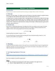 Understanding Newton S Laws Of Motion Experimental Lab Course Hero