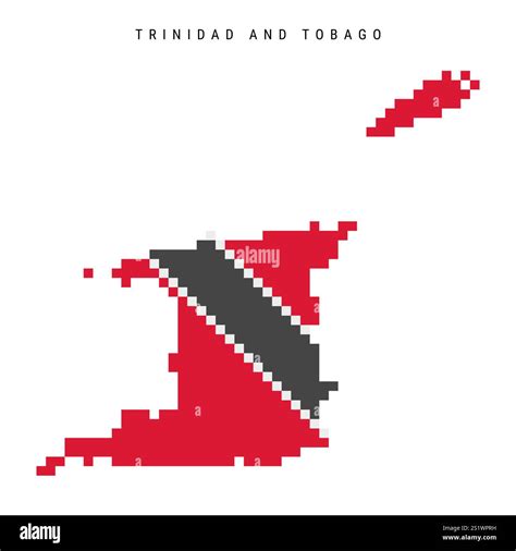 Trinidad And Tobago Pixel Flag Map Icon Flat Vector Illustration