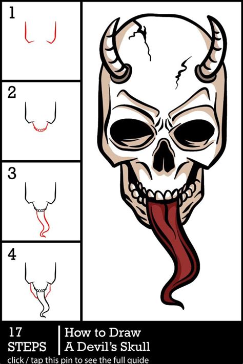How To Draw A Devils Skull Easy Halloween Drawing Guide Easy