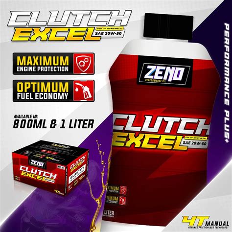Zeno Clutch Excel Engine Oil 20w 50 800ml 1liter Shopee Philippines