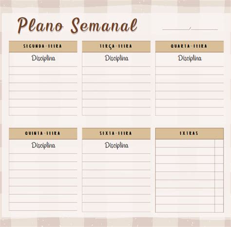 Modelo Plano Semanal Professora Renata Hotmart