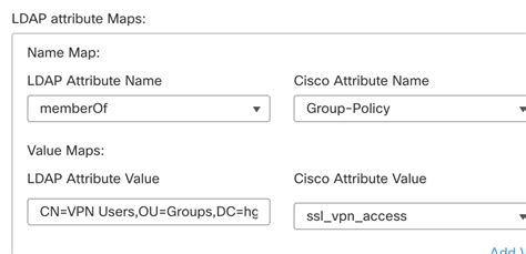 Restrict Vpn To Ad Group Ldap Mapping For Cisco Firepower Ssl Vpn R Cisco