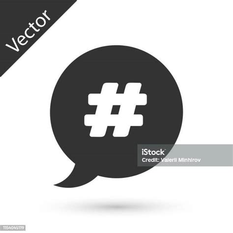 회색 해시 태그 연설 거품 아이콘 흰색 배경에 고립입니다 숫자 표시의 개념 소셜 미디어 마케팅 마이크로 블로깅 벡터 일러스트 Brand Name Online