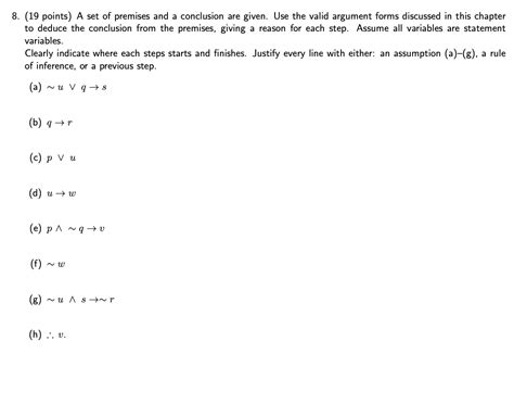 Solved 8 19 Points A Set Of Premises And A Conclusion Are