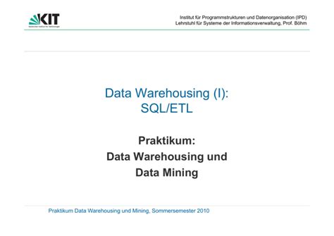 Data Warehousing I Sqletl