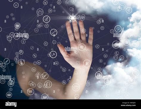Woman Using Digital Interference Screen Stock Photo Alamy