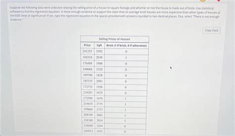 Solved Suppose The Following Data Were Collected Relating