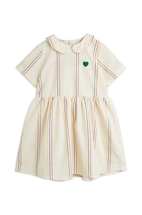 Ľanové šaty Pre Deti Mini Rodini Biela Farba Mini áčkový Strih Answearsk