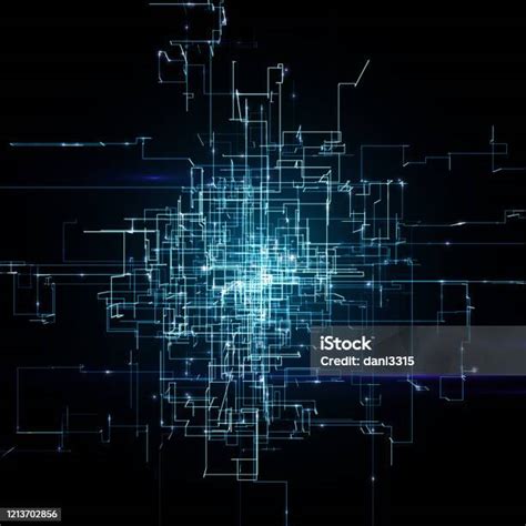 디지털 연결 인공 지능 및 데이터 스토리지 개념 빛나는 전자 회로 기판 도체 및 신경 신호 3차원 형태에 대한 스톡 벡터 아트 및 기타 이미지 Istock
