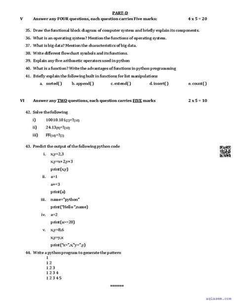 Computer Science Model Question Paper 2022 Class 11 Karnataka At