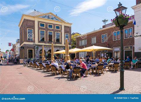 Markt With Outdoor Terrace Of Cafe In Brielle Netherlands Editorial Stock Image Image Of