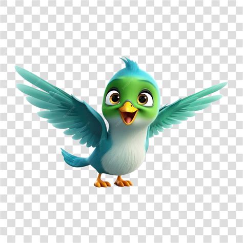 Happy Animated Blue Bird Character Premium Ai Generated Psd
