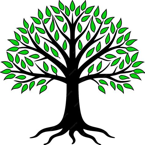 Stylized Vector Illustration Of A Tree The Layout Is Symmetrical With A