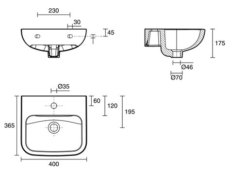 Wolfen Wall Basin 400 X 365 X 175mm No Overflow And Fixings 1 Taphole