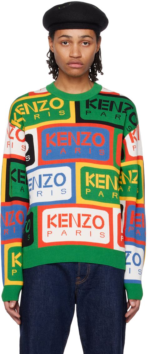 Kenzo: Multicolor Kenzo Paris Crewneck Sweater | SSENSE Canada