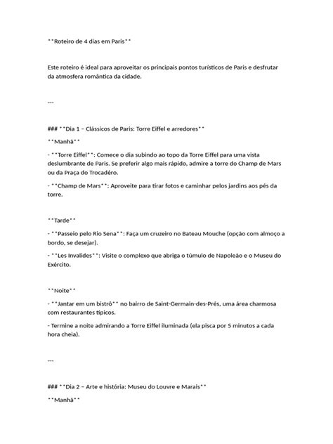 Roteiro Paris Pdf Paris Louvre