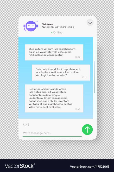Online Chat Bot Window For Website And Mobile App Vector Image