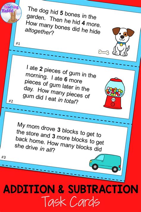 Addition Subtraction Task Cards Word Problems Word Problems Task Cards Subtraction Task