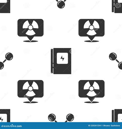Set Molecule Electrical Panel And Radioactive In Location On Seamless