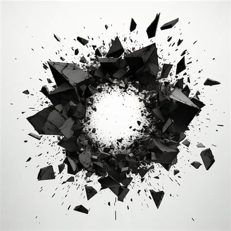 Premium Photo Dynamic Geometric Explosion Black Hexahedron Rhombus Circle