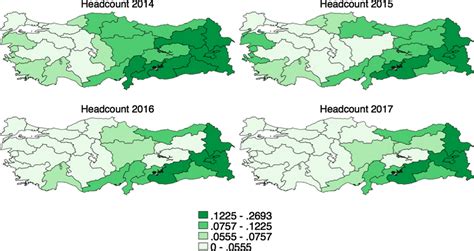 Spatial Distribution Of Headcount Ratio Cutoff 0 5 Notes The Download Scientific Diagram