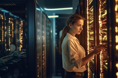 Premium Ai Image Photo Of Woman Engineer In Data Server