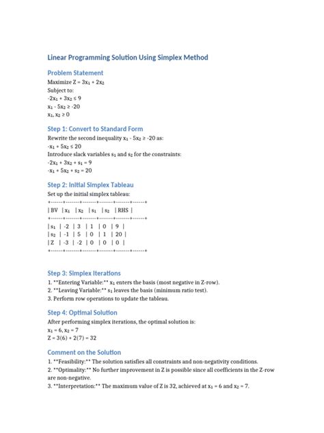 Simplex Method Solution Problem2 Pdf