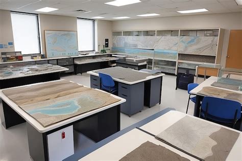 Premium Photo Depict A Section Of The Lab Focused On Geology With Rock Samples And Geological Maps