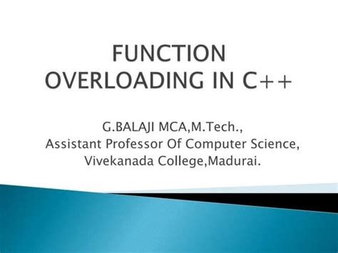 Function Overloading And Overriding Ppt